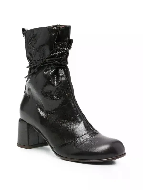 LORENA PAGGI Lace-up Crinkled-finish Ankle Boots