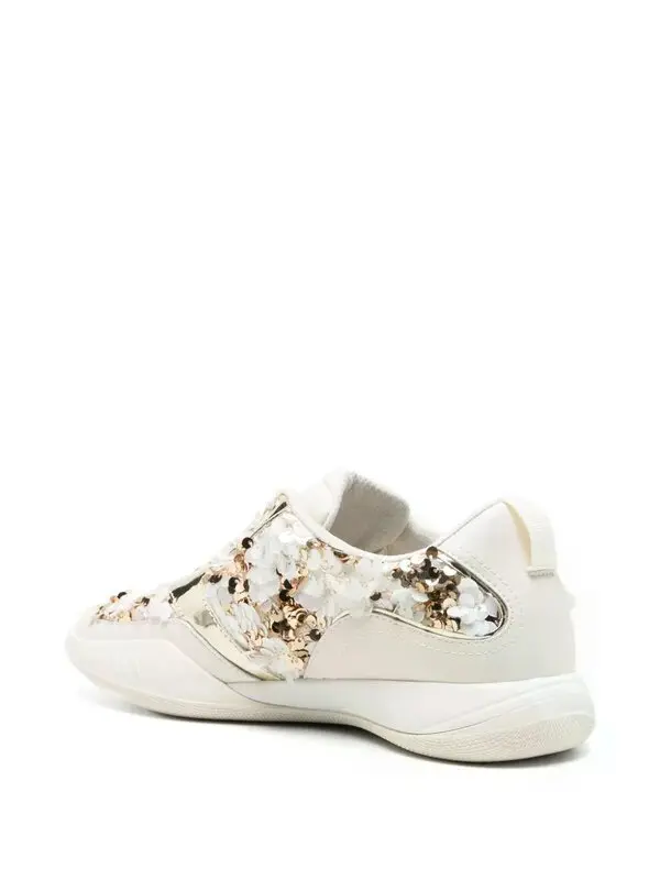 Liu Jo Sequin-embellished Leather Sneakers - Neutrals