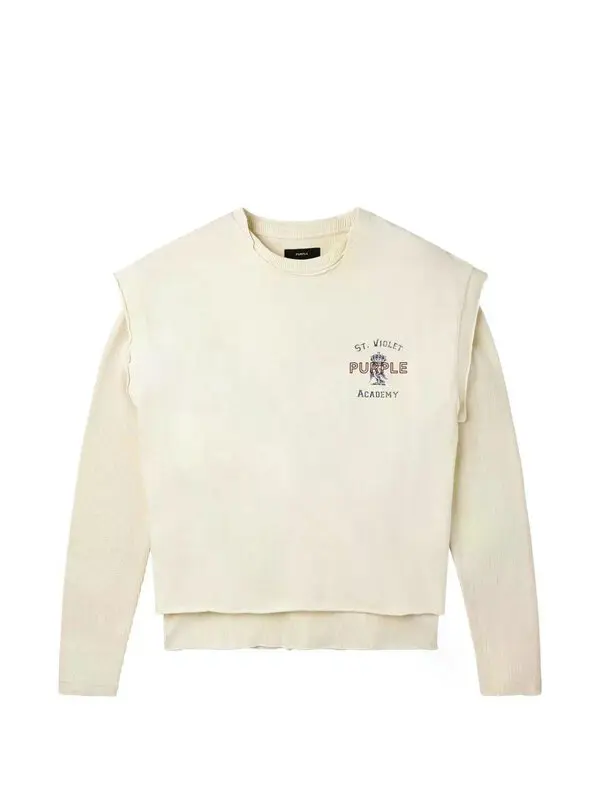 PURPLE BRAND Layered Logo-print T-shirt - Neutrals