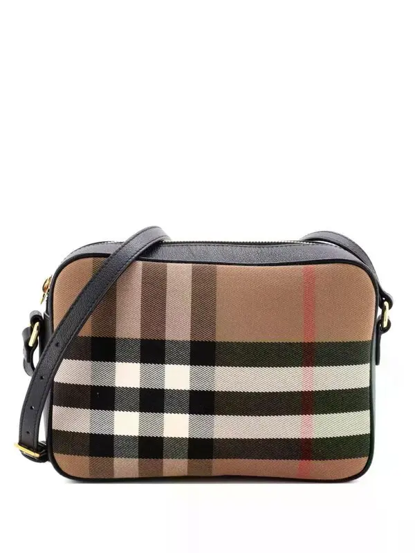 Burberry Camera Bag House Check Canvas Small Crossbody Bag - Brown