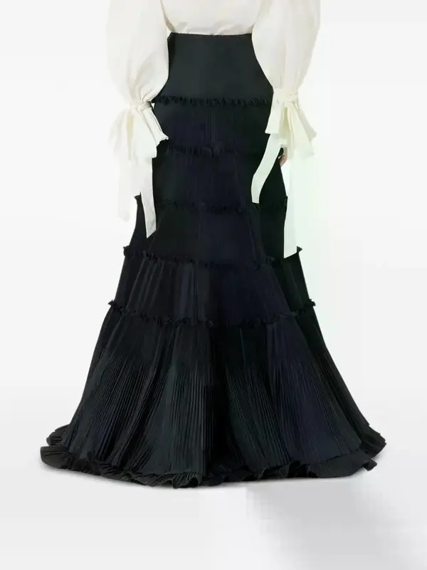 Blumarine Pleated Ruffled Maxi Skirt