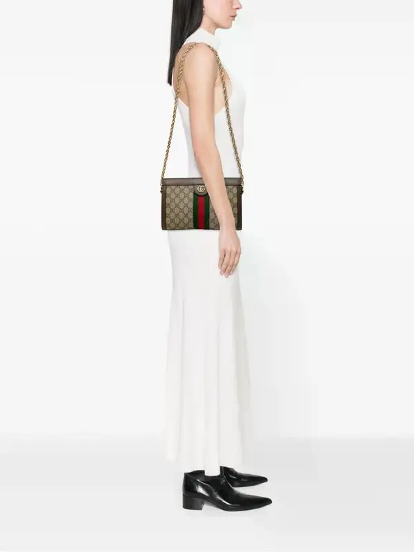 Gucci 2016-2026 Small Gg Supreme Web Ophidia Chain Crossbody Bag - Neutrals