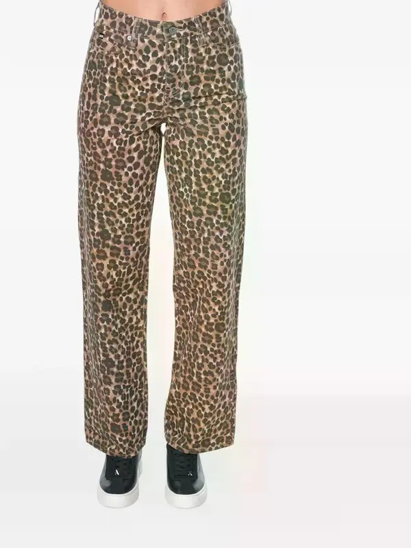 Dkny Leopard-print Straight-leg Jeans