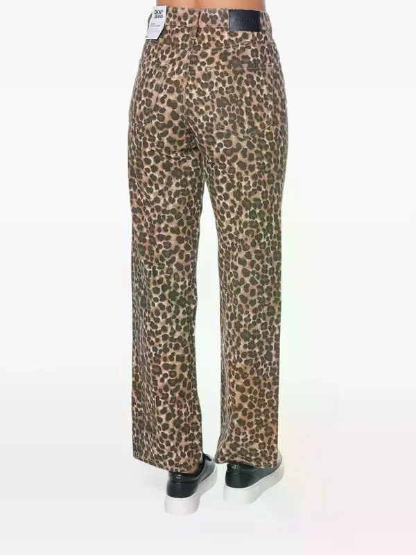 Dkny Leopard-print Straight-leg Jeans
