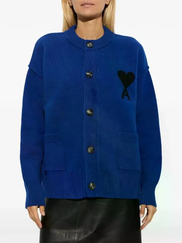 AMI Paris De Coeur Wool Cardigan