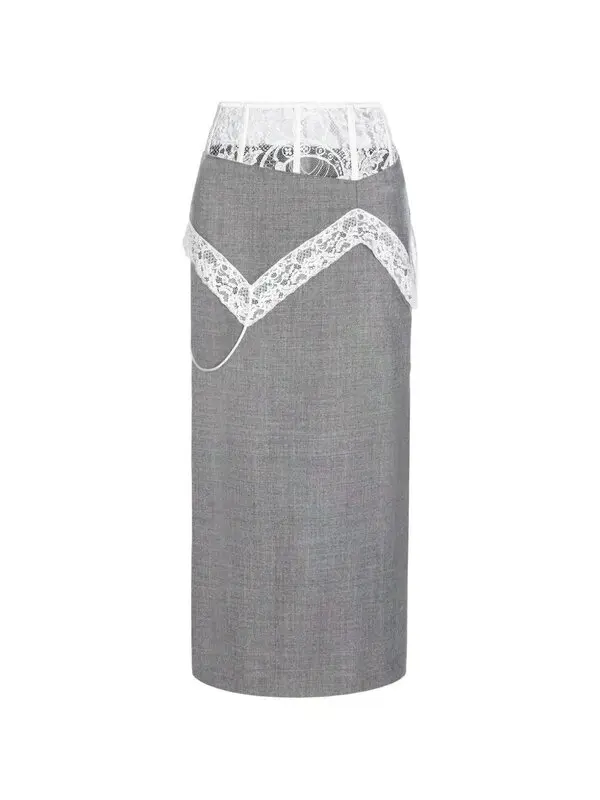 SEEN USERS Trousseau Lace-trim Midi Skirt