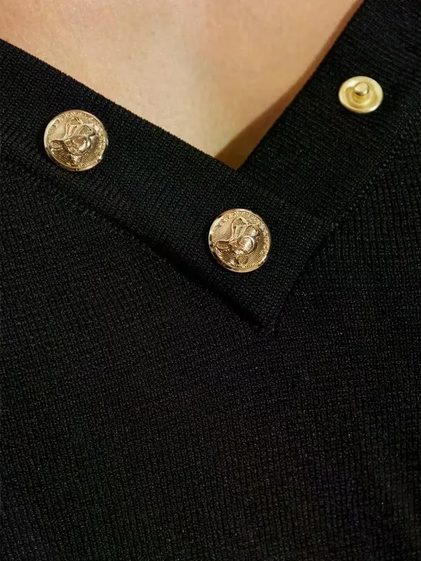 Balmain Button-embellished Padded-shoulder Mini Dress