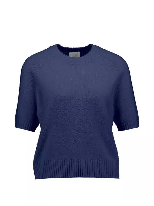 ALLUDE Short-sleeve Crew-neck Sweater - Blue