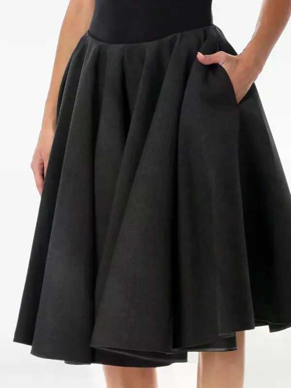 AMI Paris Grey Midi Peplum Wool Skirt