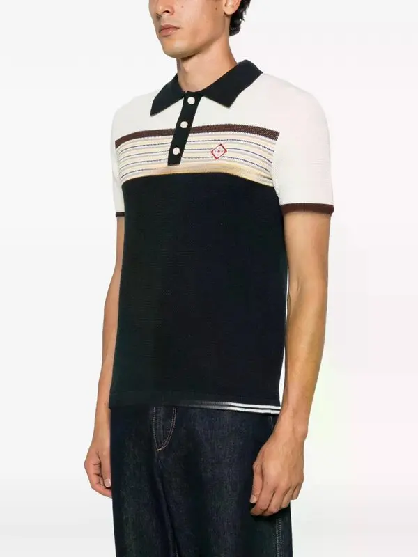 Casablanca Striped Logo-patch Polo Shirt