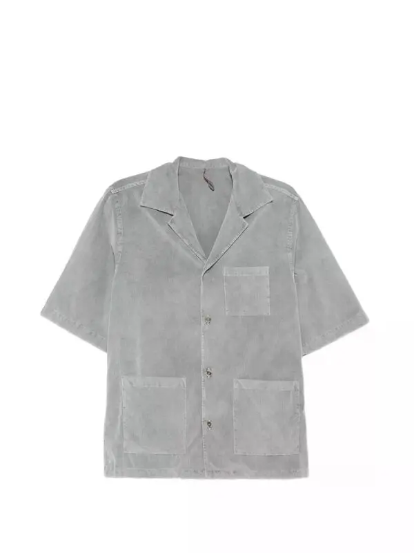 SANTANIELLO Corduroy Short-sleeve Shirt - Grey