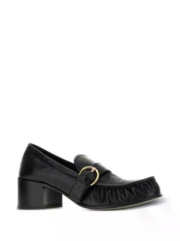 Miu Miu Buckle-detail Crinkled Leather Loafers