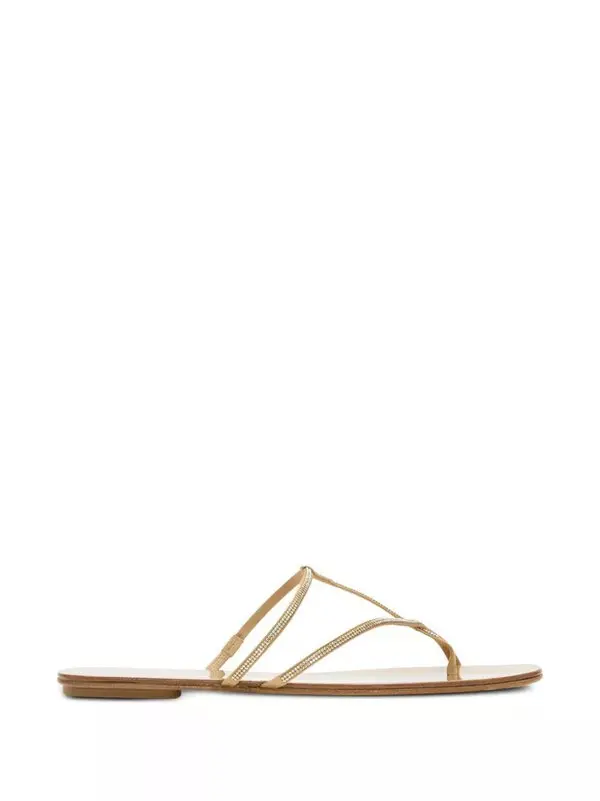 PEDRO GARCIA Estee Crystal-embellished Flat Sandals - Neutrals