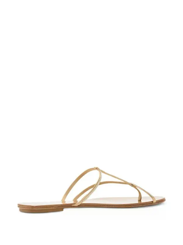 PEDRO GARCIA Estee Crystal-embellished Flat Sandals - Neutrals