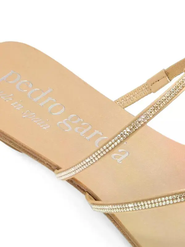 PEDRO GARCIA Estee Crystal-embellished Flat Sandals - Neutrals