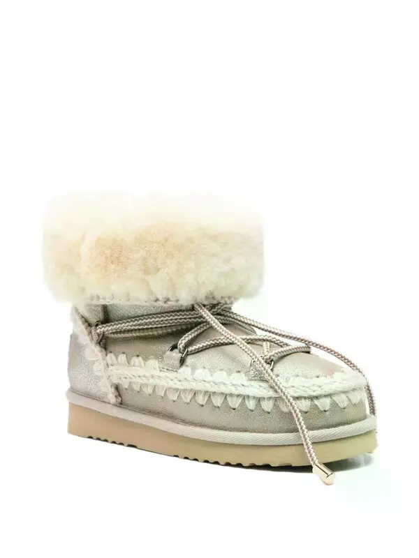 Mou Crochet-trim Metallic Leather Ankle Boots