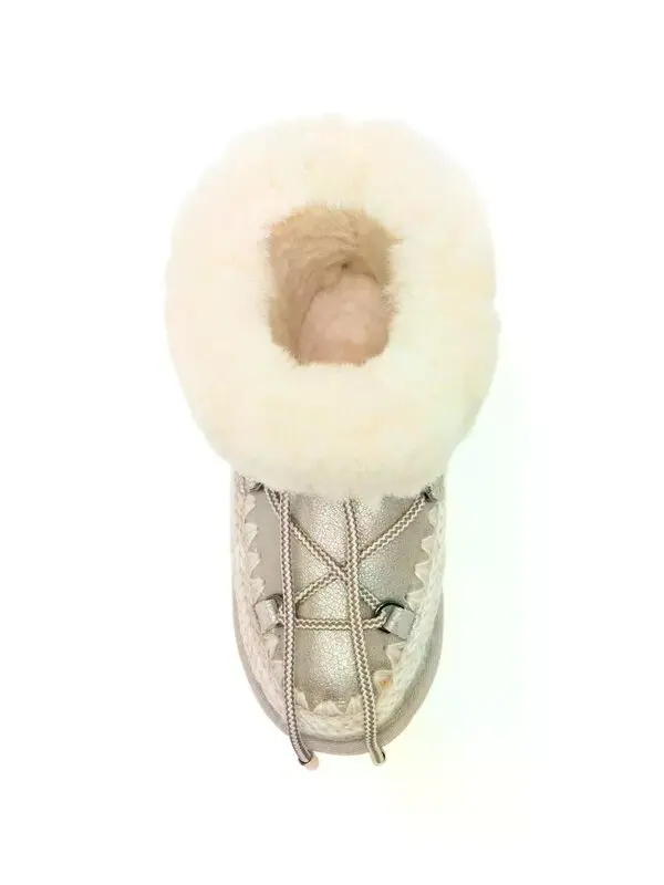Mou Crochet-trim Metallic Leather Ankle Boots