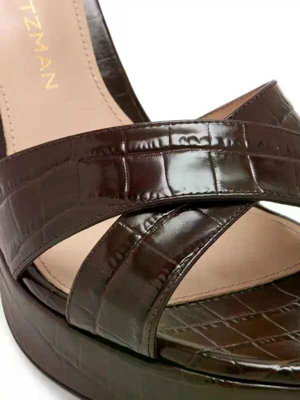 STUART WEITZMAN Dayna 100 Croc-effect Heeled Sandals