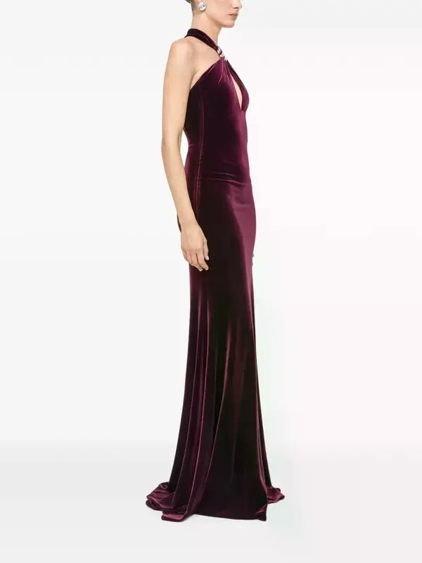 NISSA Open-back Velvet Maxi Dress