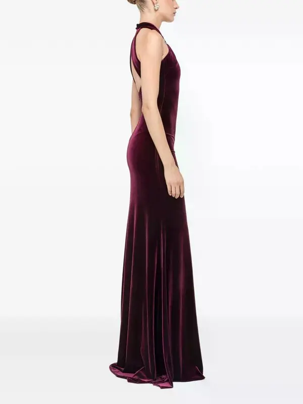 NISSA Open-back Velvet Maxi Dress