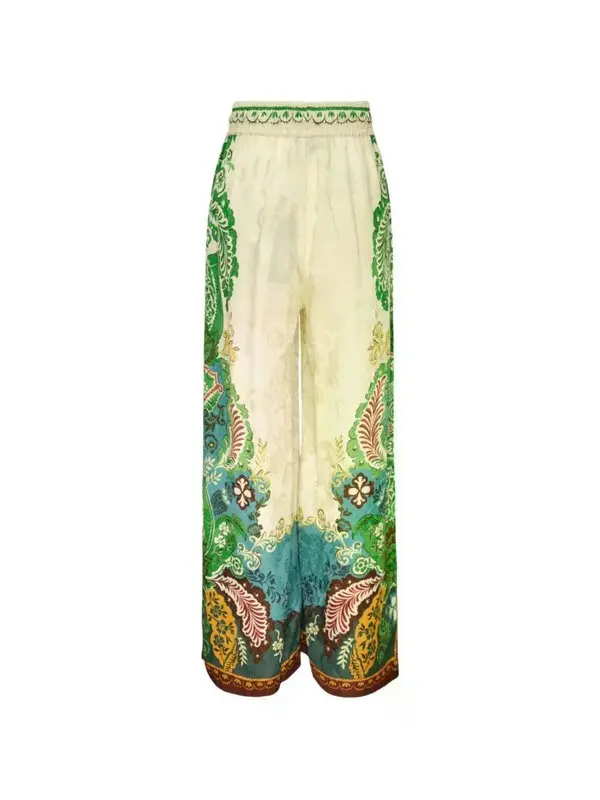 ALEMAIS Florence Floral-print Wide-leg Trousers