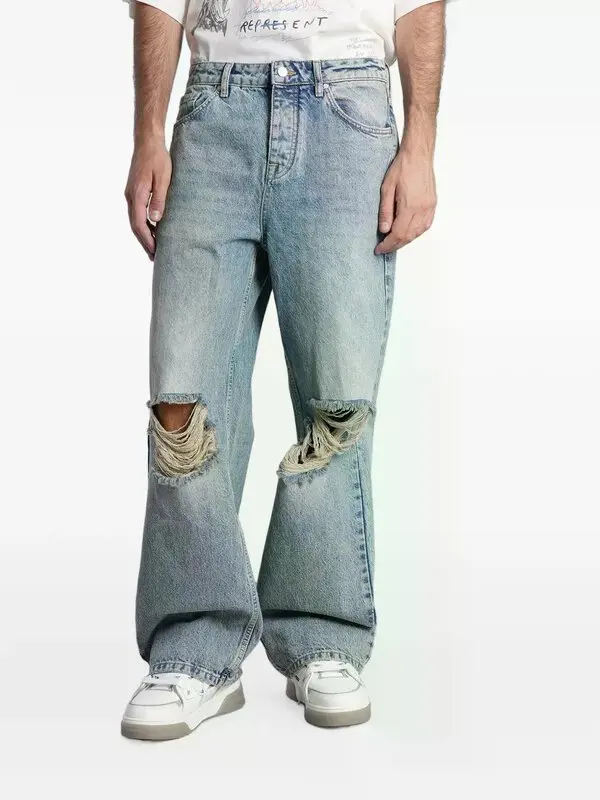 REPRESENT R3 Distressed Wide-leg Jeans