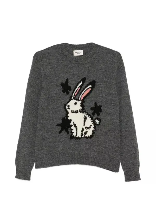 Max Mara Nitra Rabbit-intarsia Knitted Sweater - Grey