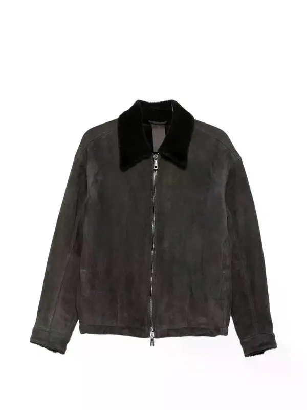 GIORGIO BRATO Shearling-collar Suede Jacket - Grey