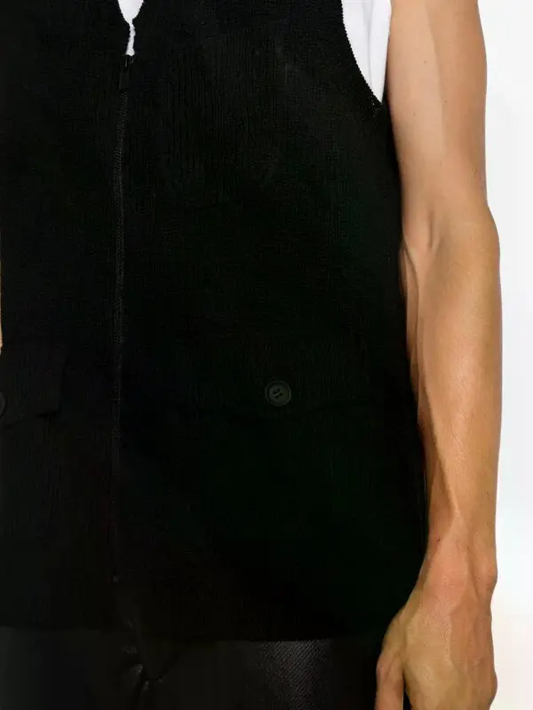 Yohji Yamamoto Ribbed-knit Zip-up Gilet