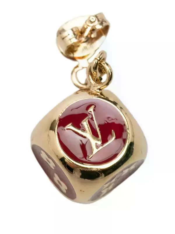LOUIS VUITTON 2000-2026 Plated Enamel Gamble Dice Drop Push Back Earrings Costume Earrings - Gold