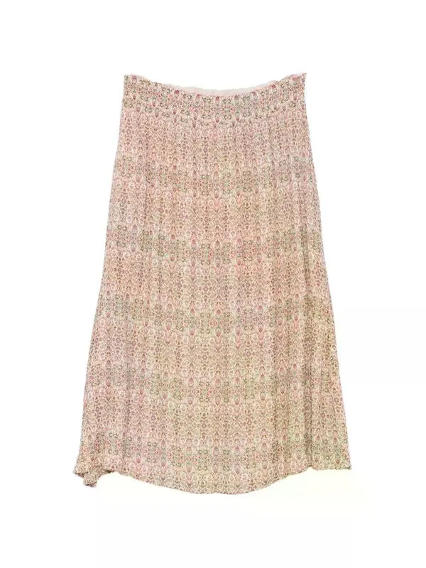 MAISON123 Batik-print Shirred-waist Midi Skirt