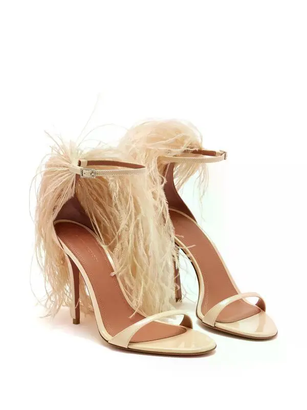 Amina Muaddi Jerry Feather-trim Sandals