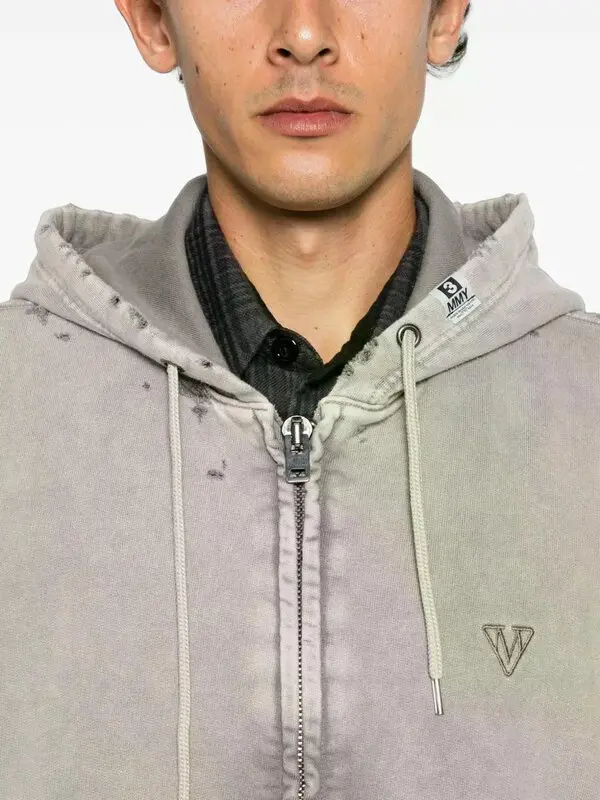 Mihara Yasuhiro Distressed-effect Zip-up Hoodie
