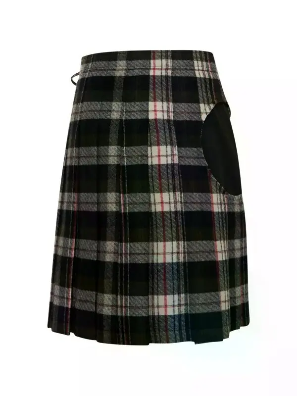 OPEN YY Check-pattern Fringed Skirt
