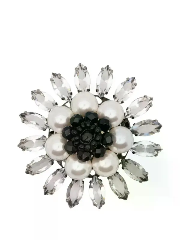 Ermanno Scervino Crystal-embellished Faux-pearl Brooch - Grey