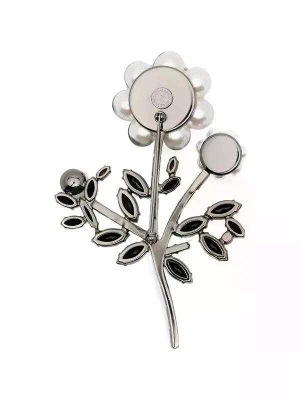 Ermanno Scervino Floral-motif Crystal-embellished Brooch