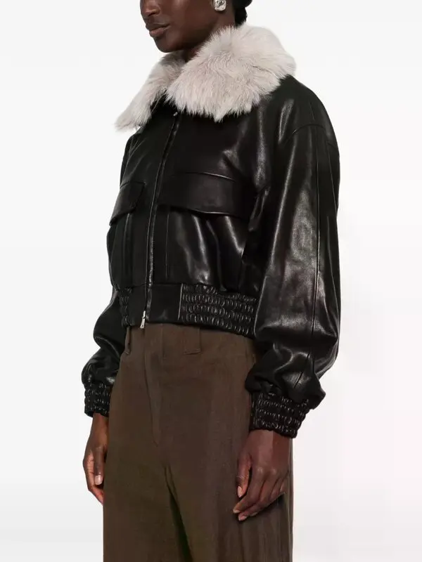 Nour Hammour Ellery Fur-collar Leather Jacket
