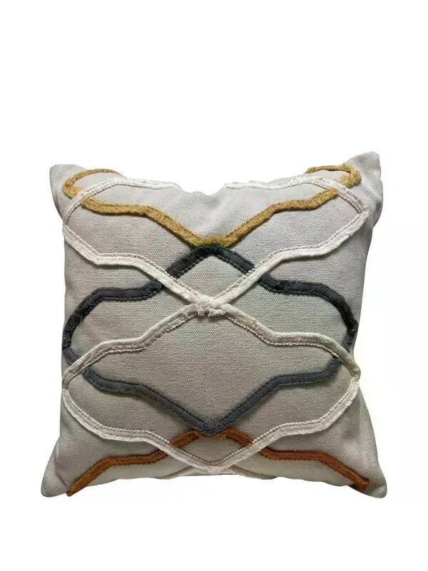 L'OCA NERA Embroidered Canvas Cushion - Neutrals