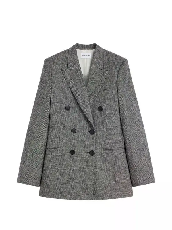 Givenchy Double-breasted Checked Jacket In Flannel - Grey