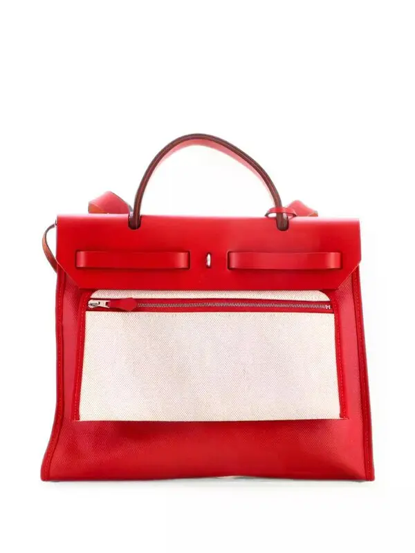 Hermès Herbag Zip Berline Vache Canvas And Leather 31 Shoulder Bag