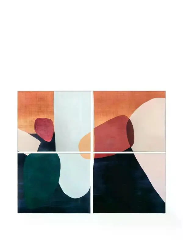 L'OCA NERA Abstract-print Wall Art Set - Orange