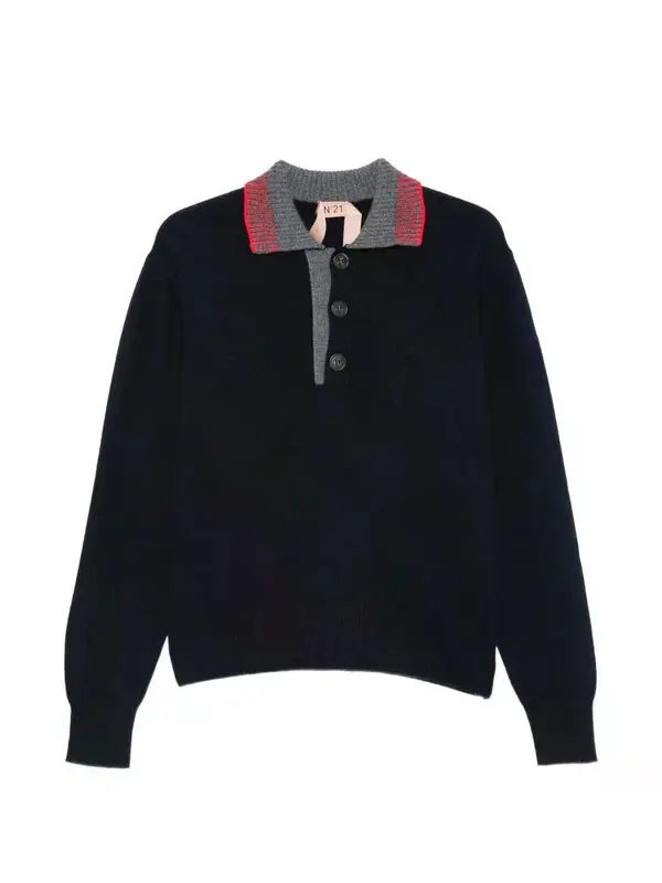 N°21 Contrast-collar Polo Top