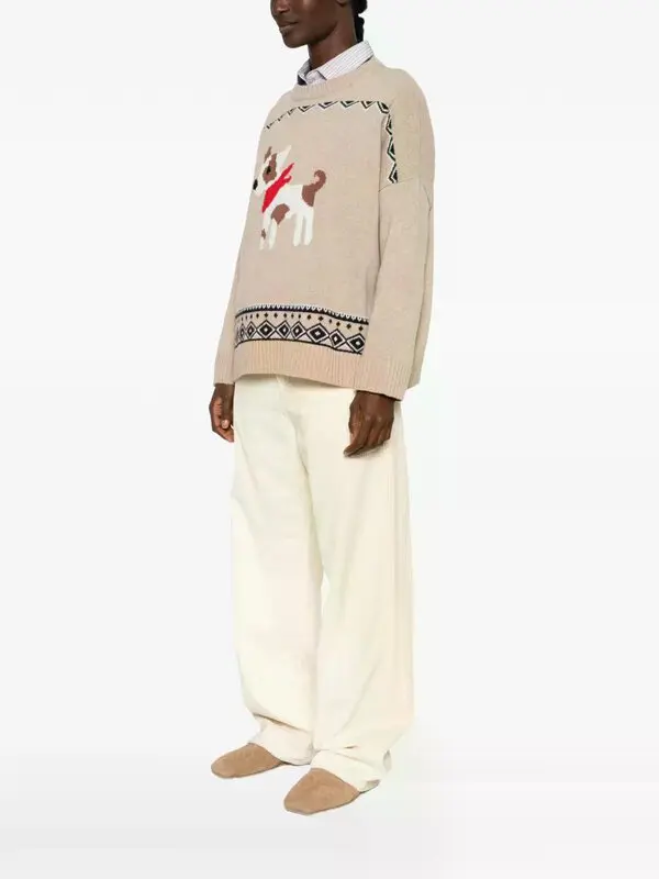Max Mara Pavidi Intarsia-knit Crew-neck Sweater - Neutrals