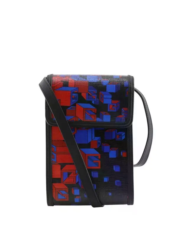 Gucci 2016-2026 Square G Space Coated Canvas Phone Holder Crossbody Bag - Black