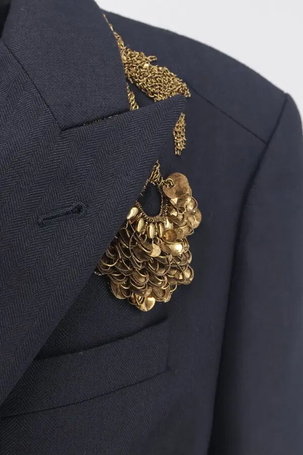 Dries Van Noten Barrysta Wool Blazer With Gold Embroidery
