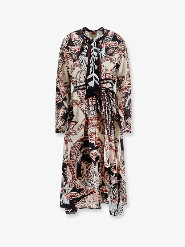 Farm Rio Viscose Tapestry Dream Long-sleeve Midi Dress