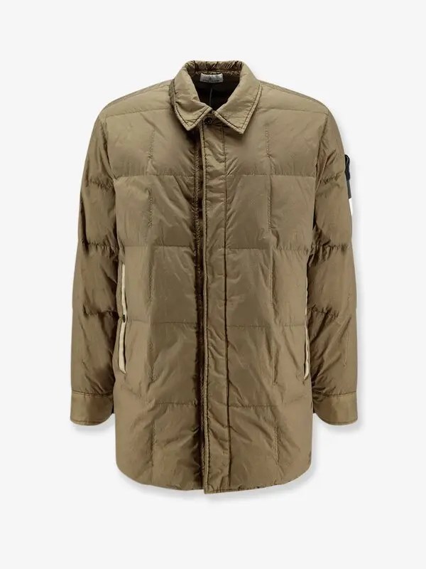 Stone Island Gart Dyed Crinkle Reps Ny Recycled Nylon Down Jacket With Side Logo Patch
