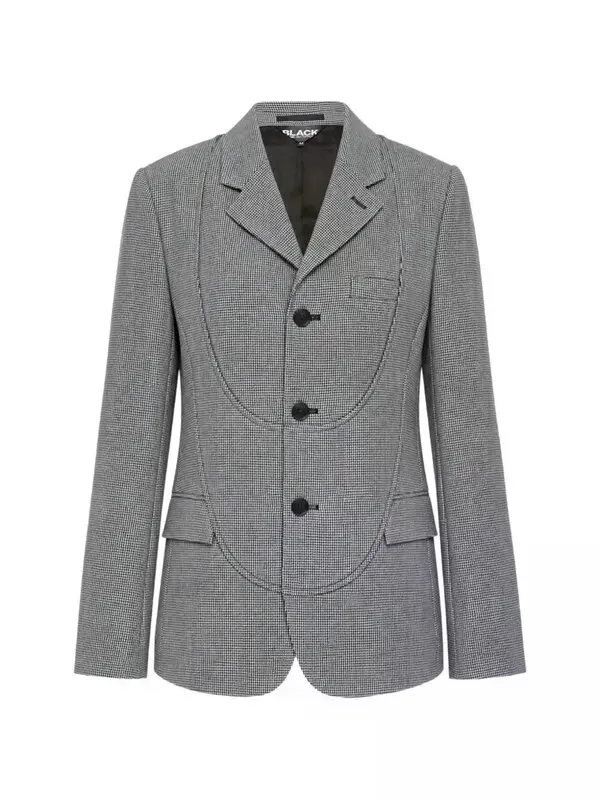 Comme Des Garçons Houndstooth-pattern Curved-seam Blazer