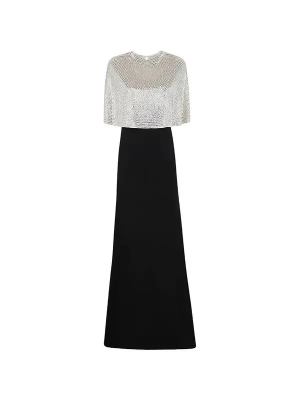 Roland Mouret Sequin-embellished Cape-overlay Maxi Dress