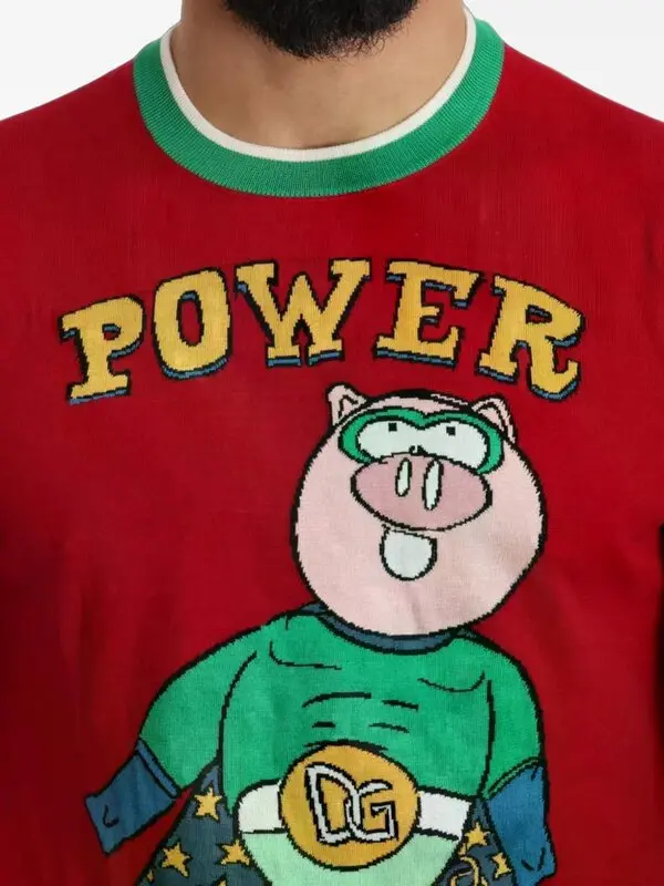 Dolce & Gabbana Intarsia-knit Pig-motif Sweater
